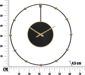 Kovové nástěnné hodiny Pearl 61 cm černé/zlaté