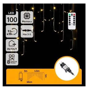 Aigostar - LED Ven. ván. řetěz 100xLED/6W/230V/8funkcí 1,5x1m IP44 tep bílá+DO