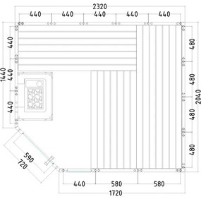 Sentiotec finská sauna Komfort Corner Large 234x206x204cm