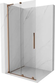 Mexen Velar L, posuvná sprchová zástěna Walk-in 120 x 200 cm, 8mm čiré sklo, růžové zlato, 871-120-003-03-60