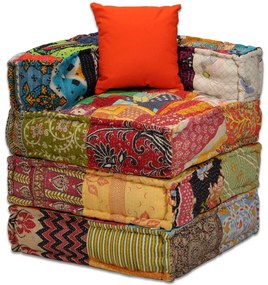 vidaXL Marketos 4místný modulární pouf patchwork textil