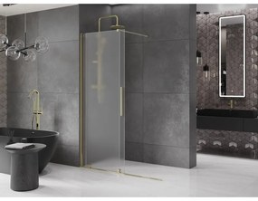 Mexen Velar, sprchová zástěna s posuvnými dveřmi Walk-in 140 x 200 cm, 8mm sklo námraza, zlatá lesklá, 871-140-000-33-50