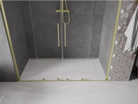 Mexen Velar L Duo, posuvné sprchové dveře do otvoru 200 cm, 8mm čiré sklo, zlatá matná, 871-200-003-02-55