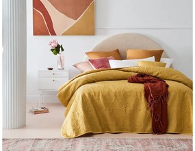 Kvalitní vzorovaný přehoz na postel žluté barvy 220 x 240 cm