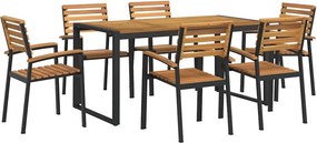7dílný zahradní jídelní set masivní akáciové dřevo a kov 3155409
