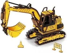 RoboTime dřevěné 3D puzzle Bagr / od 8 let / 395 dílků / Obtížnost: st