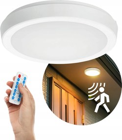 stropní svítidlo Led 18W s pohybovým senzorem Cct IP65, bílá dálkový ovladač