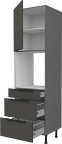ARIA pi | vysoká skříňka 60 DPS-215 3S1F na vestavnou troubu | PREMIUM BOX | 60 cm | ANTI FINGERPRINT povrch | antracit/šedá grafit