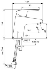 IDEAL STANDARD CeraFlex- umyvadlová baterie stojánková, 68mm, bez odt. garnitury (5l / min) B1710AA