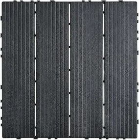 zámkové palubkové dlaždice 10 balení 30,5 × 30,5 cm plast pro verandu tmavě šedá