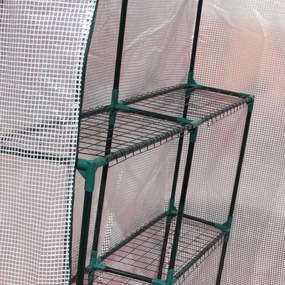 Outsunny Fóliový skleník Walk-in se 4 policemi Skleník na rajčata Skleník se studeným rámem Bílý PE 143x143x195cm pro zahradu a rostliny | Aosom.de