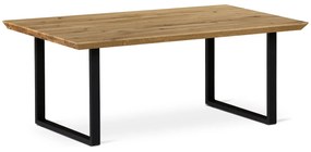Stůl konferenční 110x70 cm, masiv dub, přírodní hrana, kovová noha "U" 6x2 cm - KS-F110U DUB