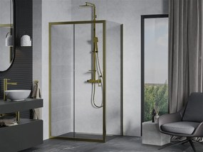 Mexen Apia sprchový kout s posuvnými dveřmi 135 (dveře) x 90 (stěna) cm, 5mm čiré sklo, zlatý profil, 840-135-090-50-00