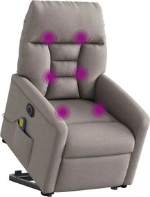 Elektrické zvedací masážní polohovací křeslo taupe textil 3303069