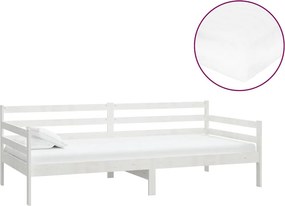 Denní postel s matrací 90 x 200 cm bílá masivní borové dřevo 3083590