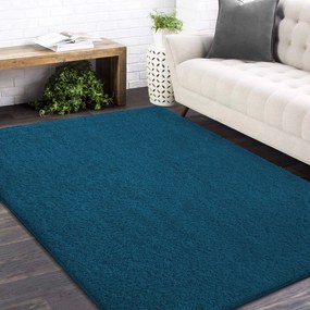 Tmavě modrý jednobarevný koberec shaggy Šířka: 200 cm | Délka: 290 cm