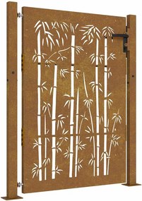 Zahradní branka 100 x 125 cm corten ocel bambusový design 153240