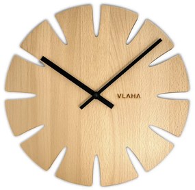 VLAHA Přírodní bukové hodiny vyrobené v Čechách se černými ručkami ⌀32,5cm VCT1011