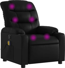 Masážní polohovací křeslo černé, umělá kůže 3206903