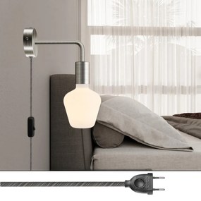 creative cables Spostaluce, nástěnná kovová lampa s prodloužením do tvaru l s vypínačem a zástrčkou Barva: Matná měď