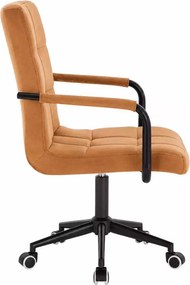 LuxuryForm DESIGN Otočná židle VERONA BLACK VELUR na černé podstavě s kolečky - medová