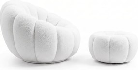 Designové křeslo BLOOM s taburetem, bílá