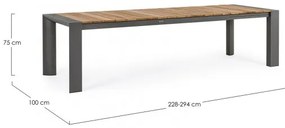 BIZZOTTO rozkládací zahradní stůl CAMERON 228/294x100 cm antracit 0663380