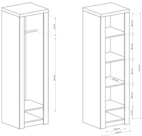 INDIANAPOLIS s | šatní skříň I-2 | 56 cm | UNI provedení | jasan světlý