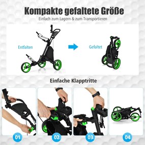 Costway Golfový vozík 3 kolový golfový vozík Golfový skládací 121