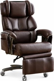Aosom Kancelářské křeslo s masážní a vyhřívací funkcí, ergonomická kancelářská židle s PU kůží, vysouvací opěrka nohou, 85,5 x 76,5 x 114-121,5 cm, p…