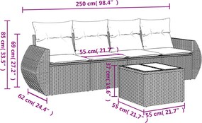 5dílná zahradní sedací souprava s poduškami šedá polyratan 3253427