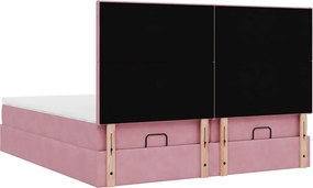 Osmanský rám postele s matrací růžová 200x200cm samet 3313765