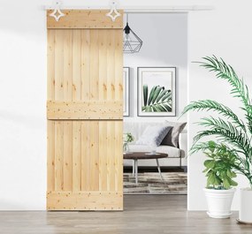 vidaXL Posuvné dveře s kováním 85 x 210 cm masivní borové dřevo [3203181]