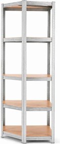 Regál 180x90x40 cm rohový zinkovaný 5-policový, nosnost 875 kg - 4ks