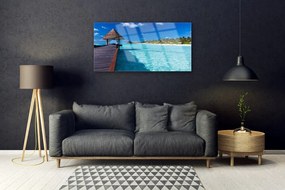 Obraz na skle Moře Architektura Most 125x50 cm