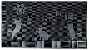 Černá gumová rohožka Welcome - 75*45*1 cm