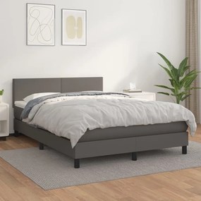 Box spring postel s matrací šedá 140x200 cm umělá kůže