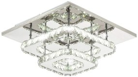 Toolight, LED 24W krystalová stropní lampa čtvercová APP410-C, chromová-zlatá, OSW-65008