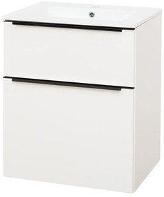Mereo Mereo, Mailo, koupelnová skříňka s keramickým umyvadlem 61 cm, bílá, dub, antracit, CN540B