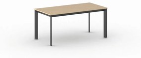 Kancelářský stůl PRIMO INVITATION, černá podnož, 1600 x 800 mm, bříza