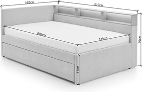 Béžová rohová dětská postel s úložným prostorem bez roštu 140x200 cm Uno – Meise Möbel