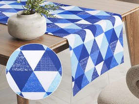 Biante Bavlněný běhoun na stůl Sandra SA-190 Modro-bílé trojúhelníky 35x180 cm