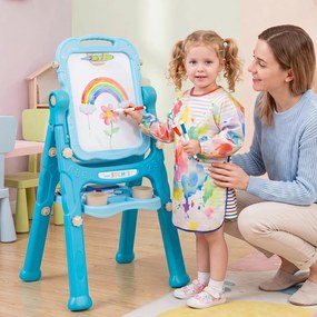 Costway 4-in-1 Dětská tabule, výškově nastavitelná, oboustranný dětský stojan