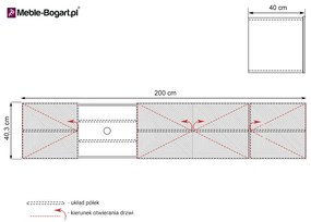 Závěsný TV stolek Asha 200 cm s výklenkem - dub artisan / rivier stone mat