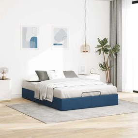 Osmanský rám postele bez matrací modrá 140x200 cm textil 3310888