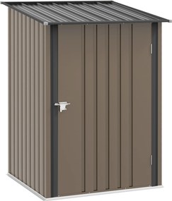 Outsunny Kovový Kůlna na Nářadí 1,6m³ 100x103x160cm Zahradní Kůlna s Šikmou Střechou a Zámkem Voděodolný Úložný Kabinet pro Zahradu, Hnědá