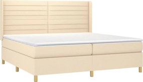Box spring postel s matrací a LED krémová 200x200 cm textil 3138986