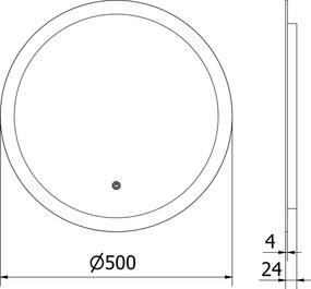 Mexen Oro, kulaté LED podsvícené koupelnové zrcadlo 50 cm, 6000K, topná podložka proti zamlžování, 9824-050-050-611-00