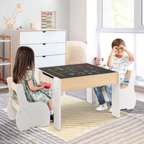 Costway 4 v 1 3dílná dřevěná dětská sedací skupina s odnímatelnou deskou