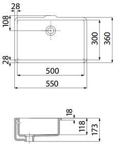 Deante Temisto, zapuštěné keramické umyvadlo 500x300x173 mm, bílá lesklá, DEA-CDT_6U5U